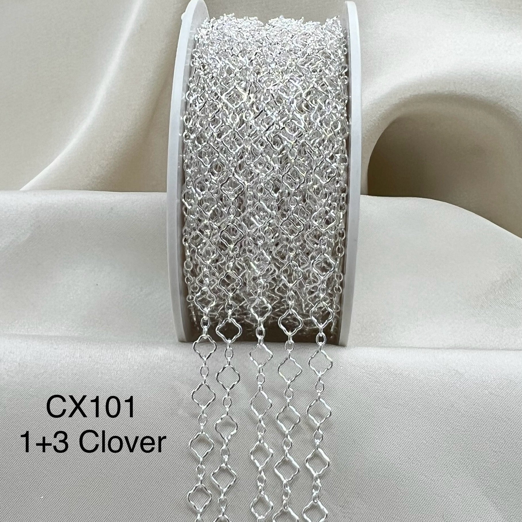 CX101 - 4.1mm Clover + Cable Link (3+1) Chain by the foot – Oriental ...