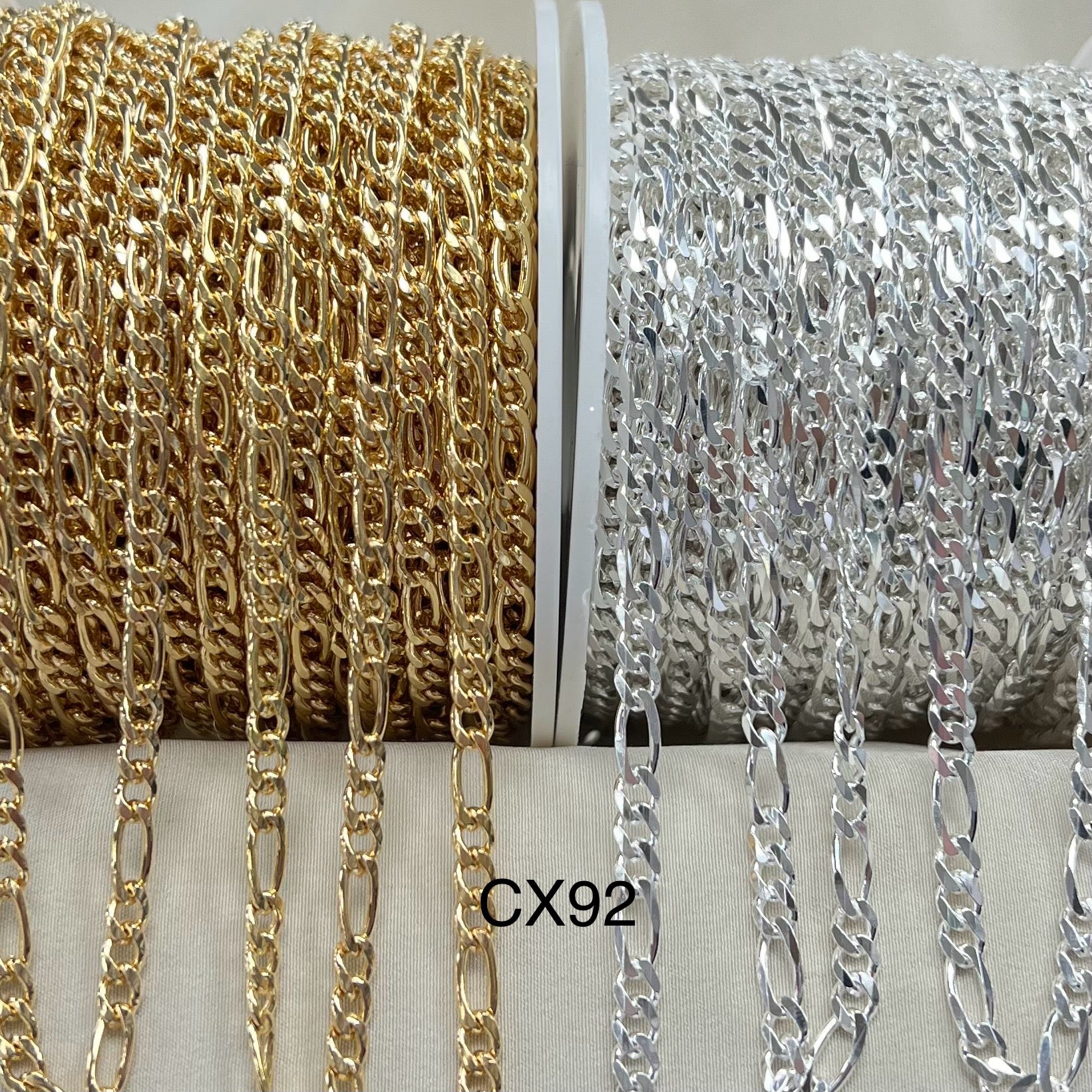 CX92 - 3.7mm Figaro chain by the foot – Oriental Treasure