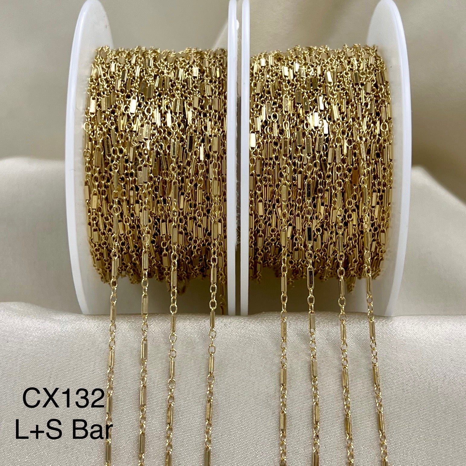 CX132: Long plus Short 1.3mm Bar Chain by the Foot – Oriental Treasure